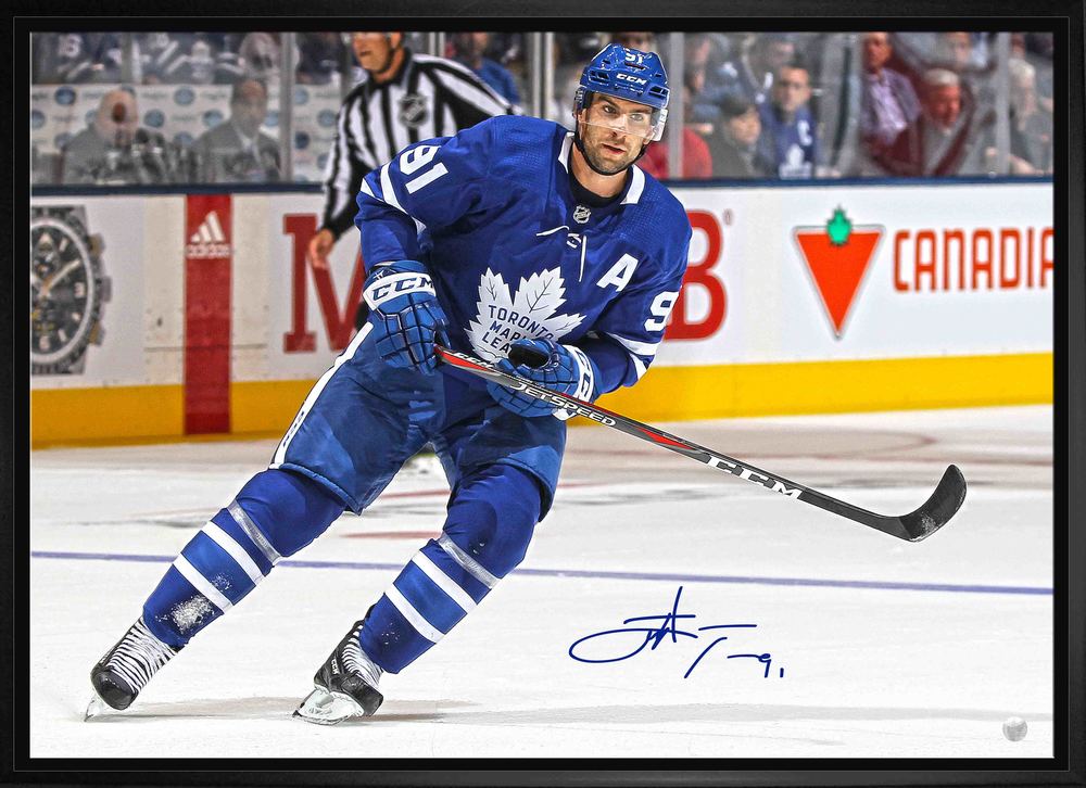 John Tavares Signed 20x29 Canvas Framed Toronto Maple Leafs Action ...