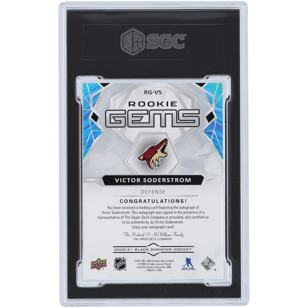 Victor Soderstrom Arizona Coyotes Autographed 2020-21 Upper Deck Black ...