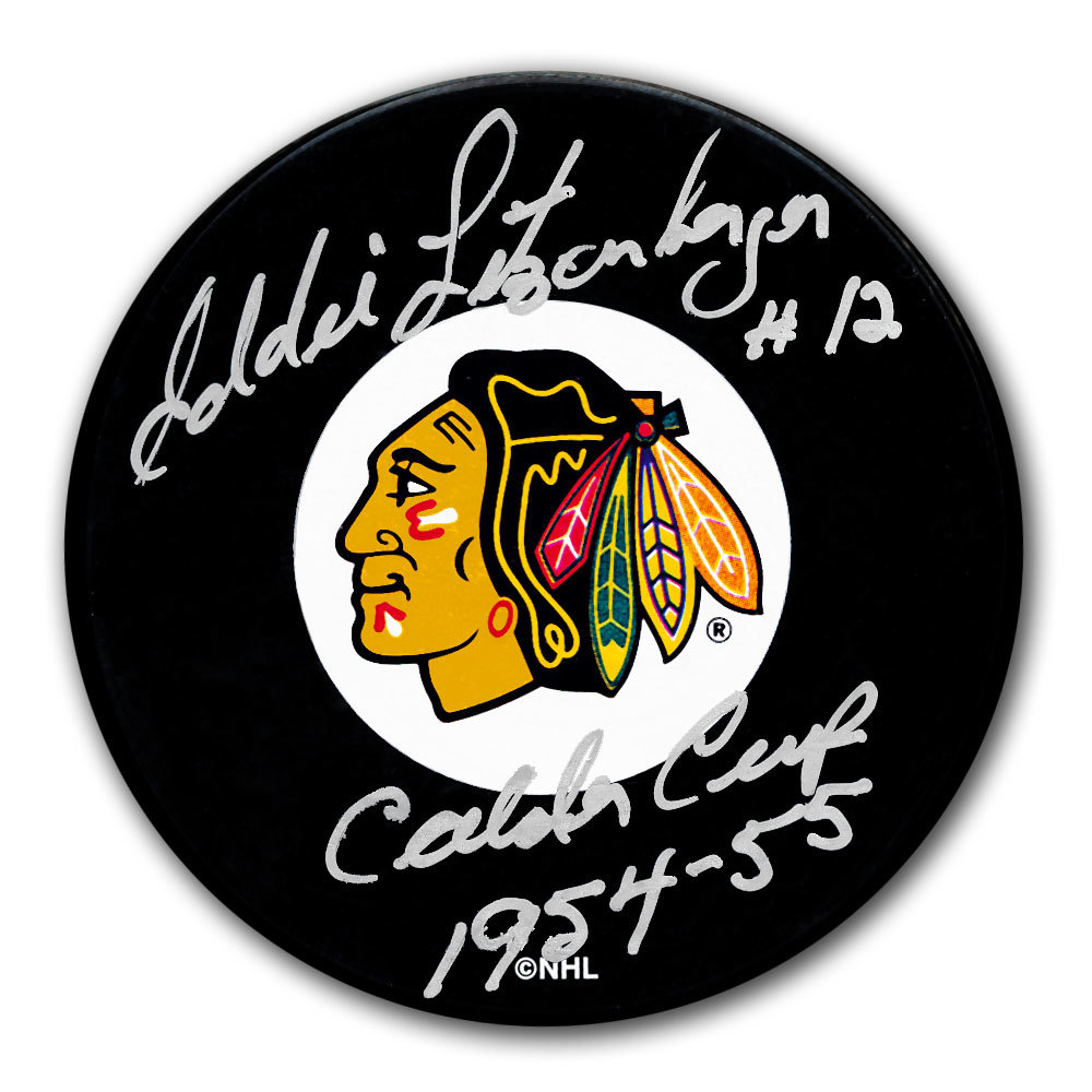 Eddie Litzenberger Chicago Blackhawks Calder Cup Autographed Puck - NHL ...