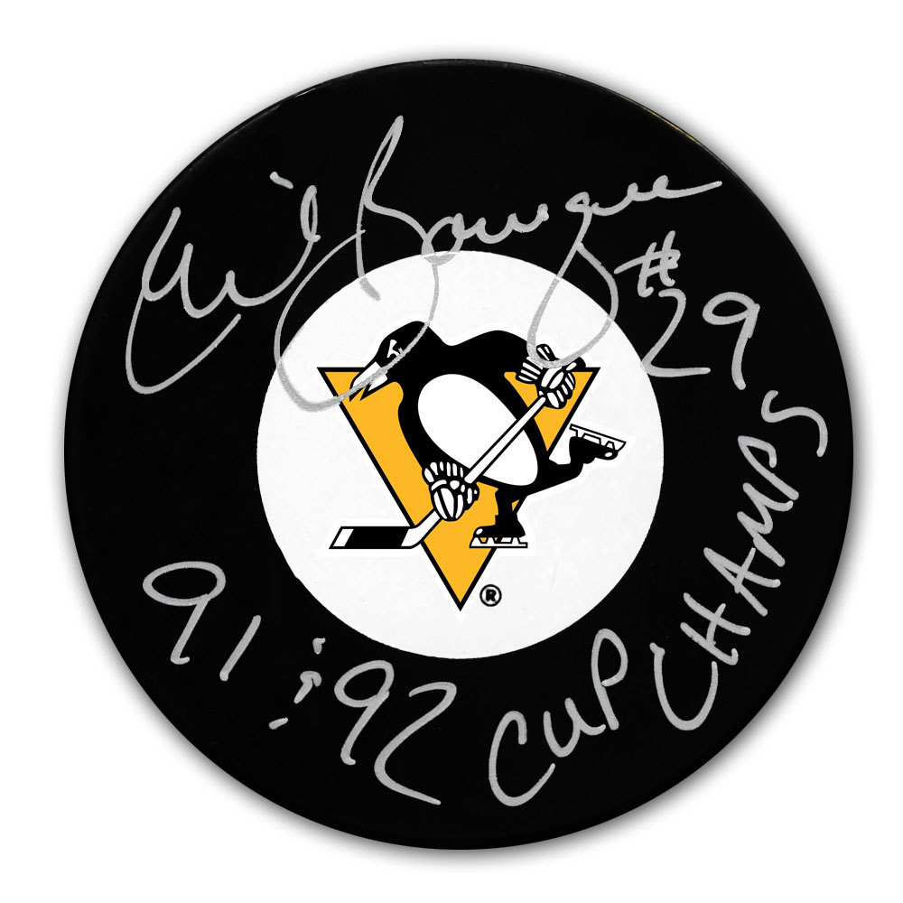 Phil Bourque Pittsburgh Penguins SC Years Autographed Puck - NHL Auctions