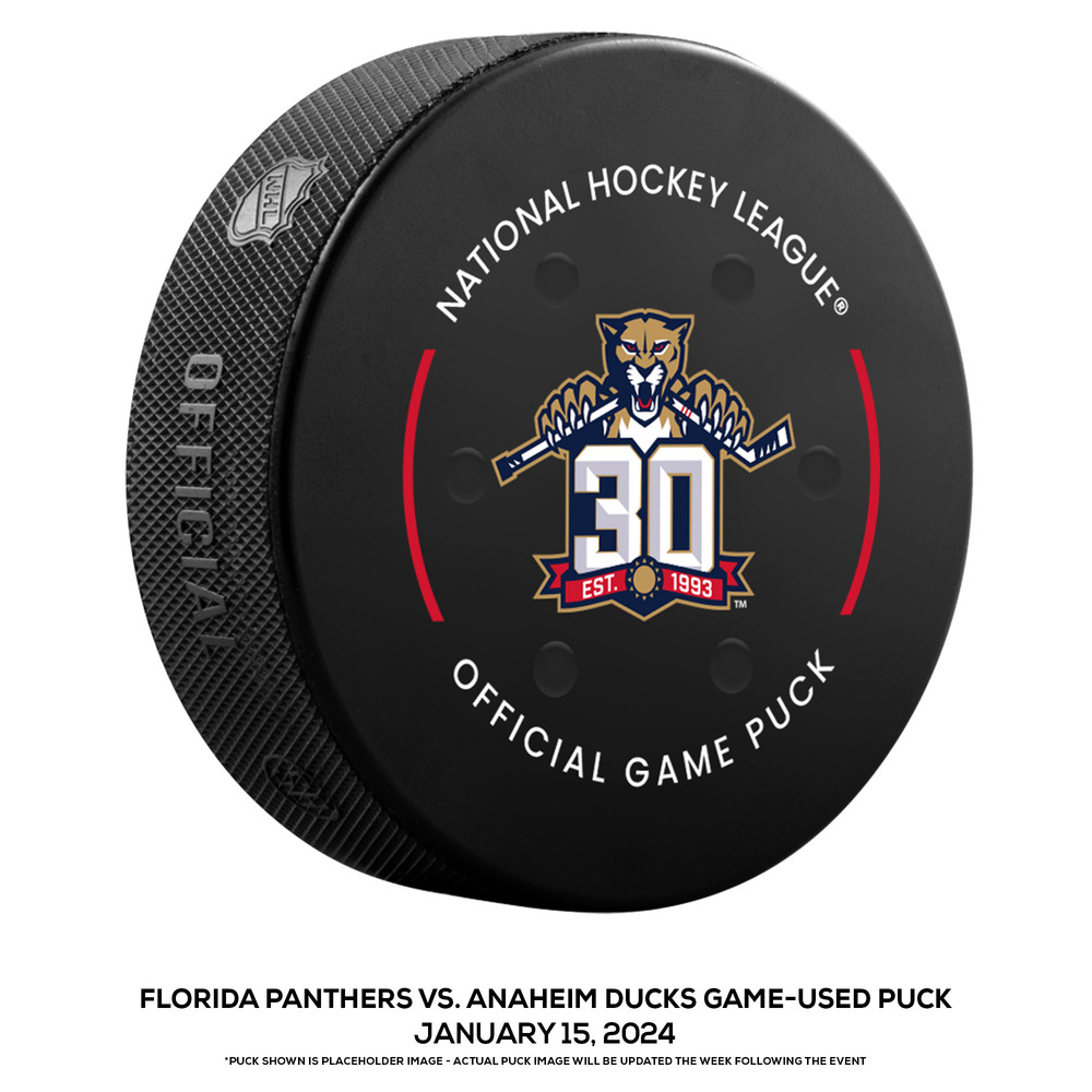 Florida Panthers Game-Used Puck vs. Anaheim Ducks on January 15, 2024 ...
