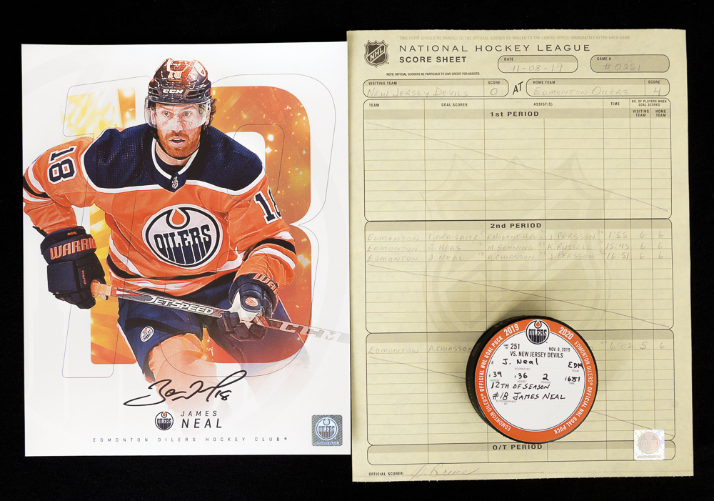 James Neal #18 - Autographed 282nd NHL Career Regular Season Edmonton ...