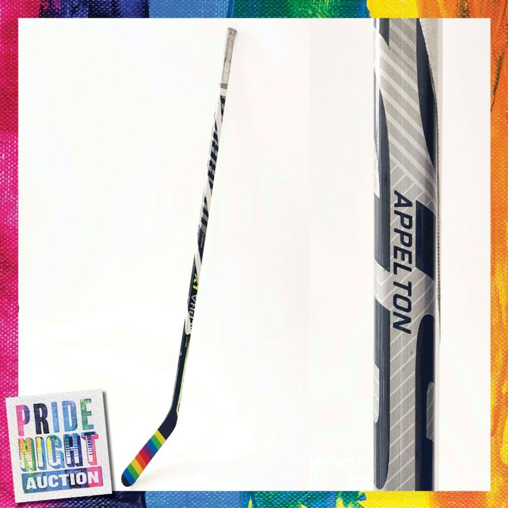 MASON APPLETON Warm Up Used Pride Stick - NHL Auctions