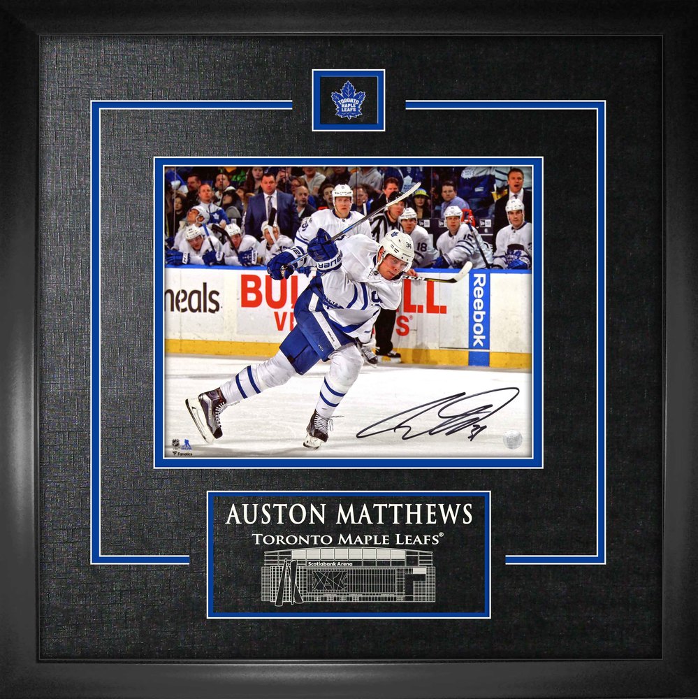 Auston Matthews Signed 8x10 Etched Mat Maple Leafs White Shooting - NHL ...