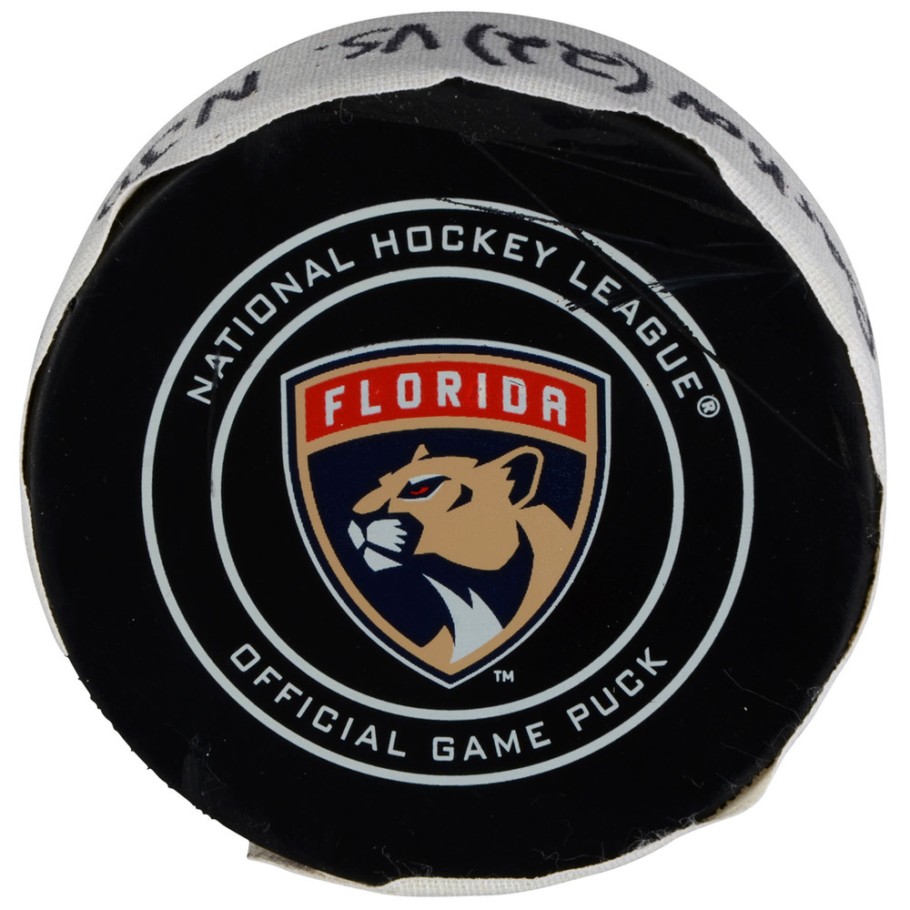 Aleksander Barkov Florida Panthers Game-Used Goal Puck from March 1 ...