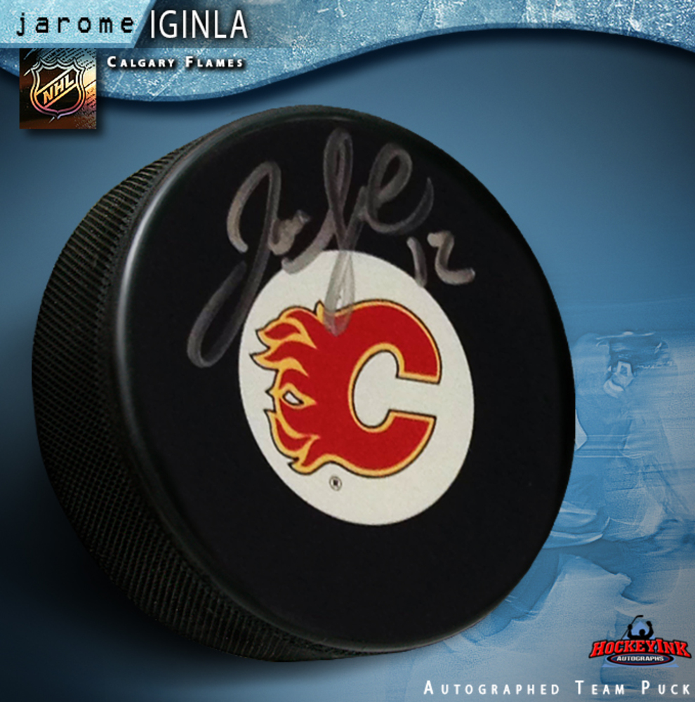 JAROME IGINLA Signed Calgary Flames Puck - NHL Auctions