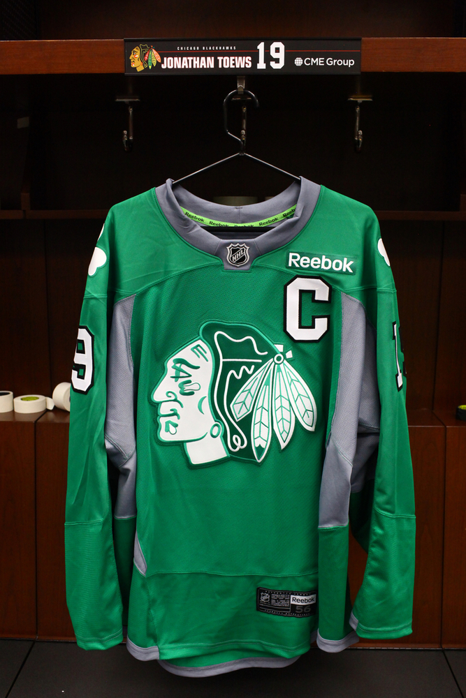 #10 - Patrick Sharp Autographed Authentic St. Patrick's Day green ...