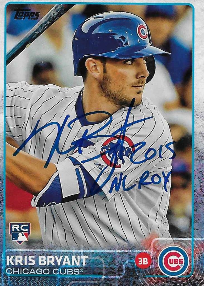 Kris Bryant "2015 NL ROY" Autographed Rookie Baseball Card Option #1 ...