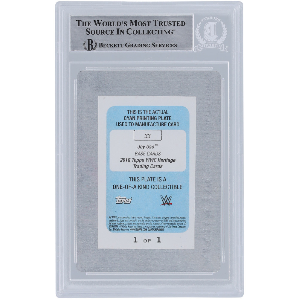 Jey Uso WWE Autographed 2018 Topps Heritage Cyan Printing Plate #33 #1/ ...