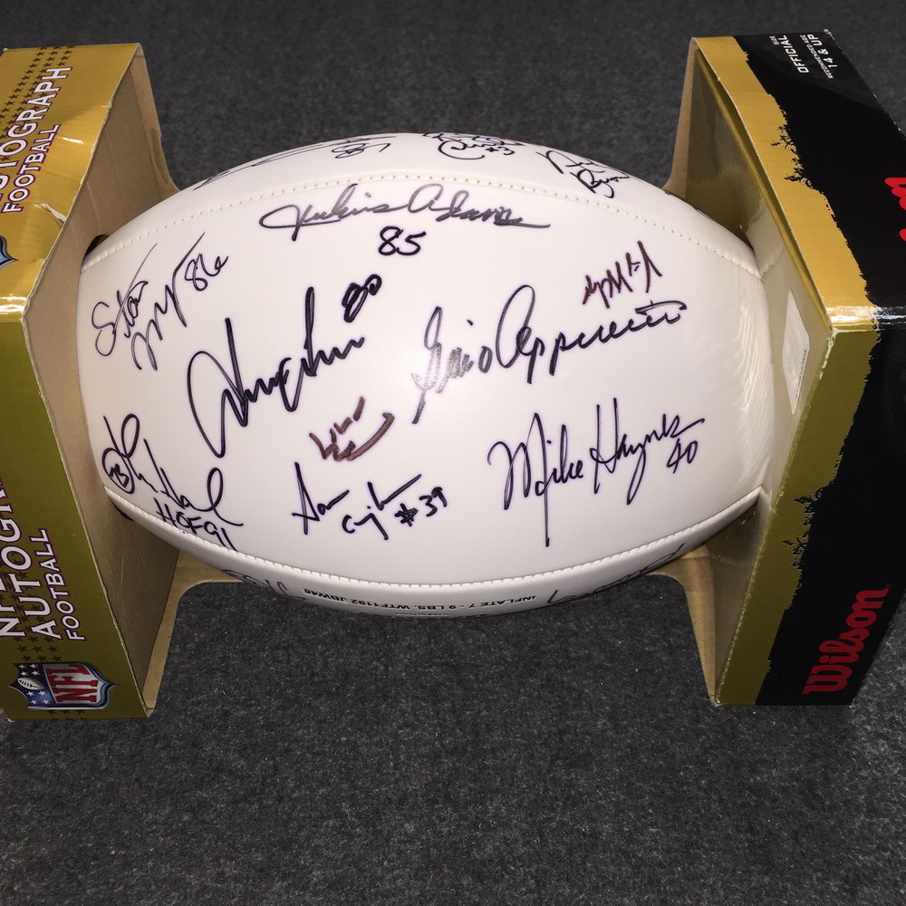 Patriots - All Time Team signed panel ball w/ throwback Patriots logo ...