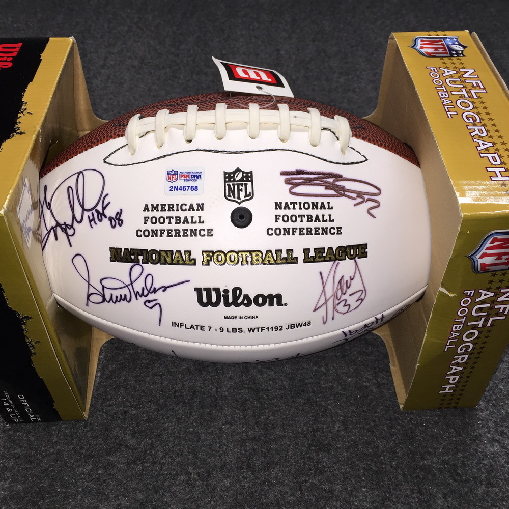 Patriots - All Time Team signed panel ball w/ throwback Patriots logo ...
