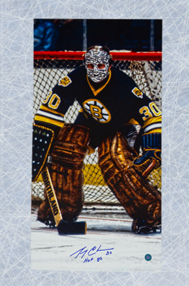 Gerry Cheevers Boston Bruins Autographed Stiched Mask 14x28 Art Canvas ...