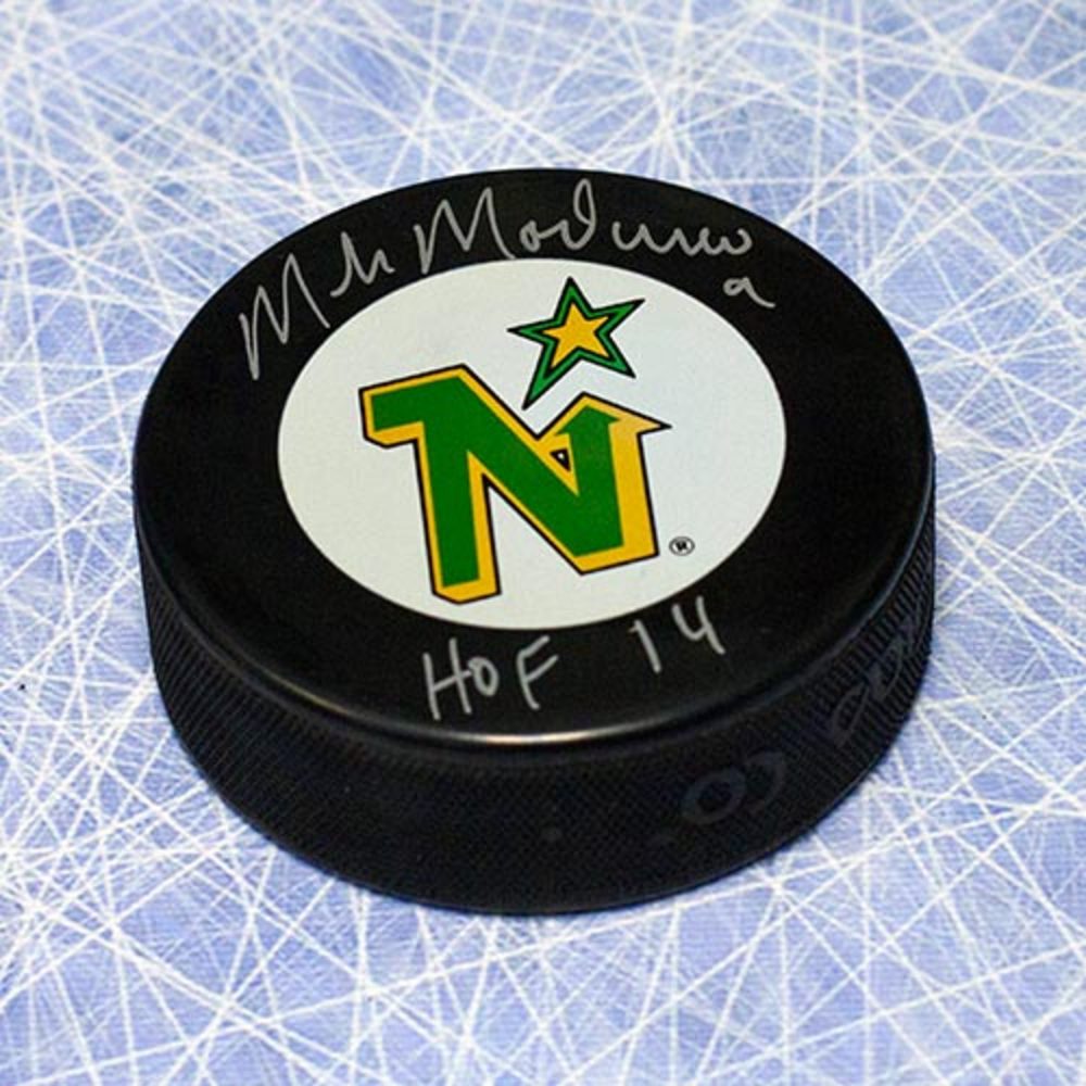 Mike Modano Minnesota North Stars Autographed Hockey Puck w/ HOF Note ...