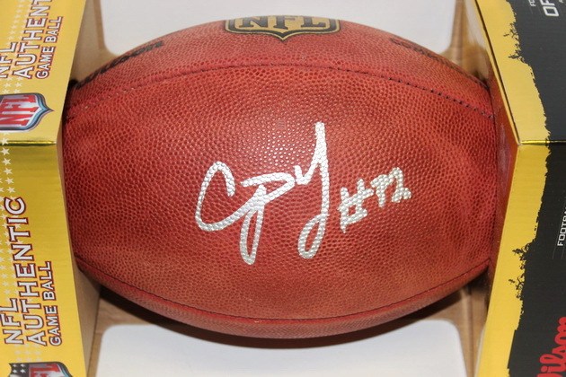 RAVENS CJ MOSLEY SIGNED AUTHENTIC FOOTBALL | The official auction site ...
