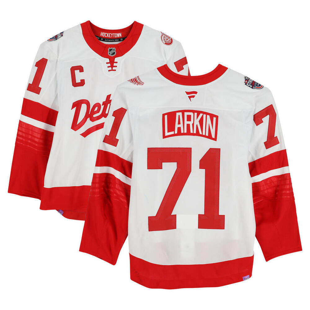 Dylan Larkin Detroit Red Wings Game-Used #71 Jersey vs. Columbus Blue ...