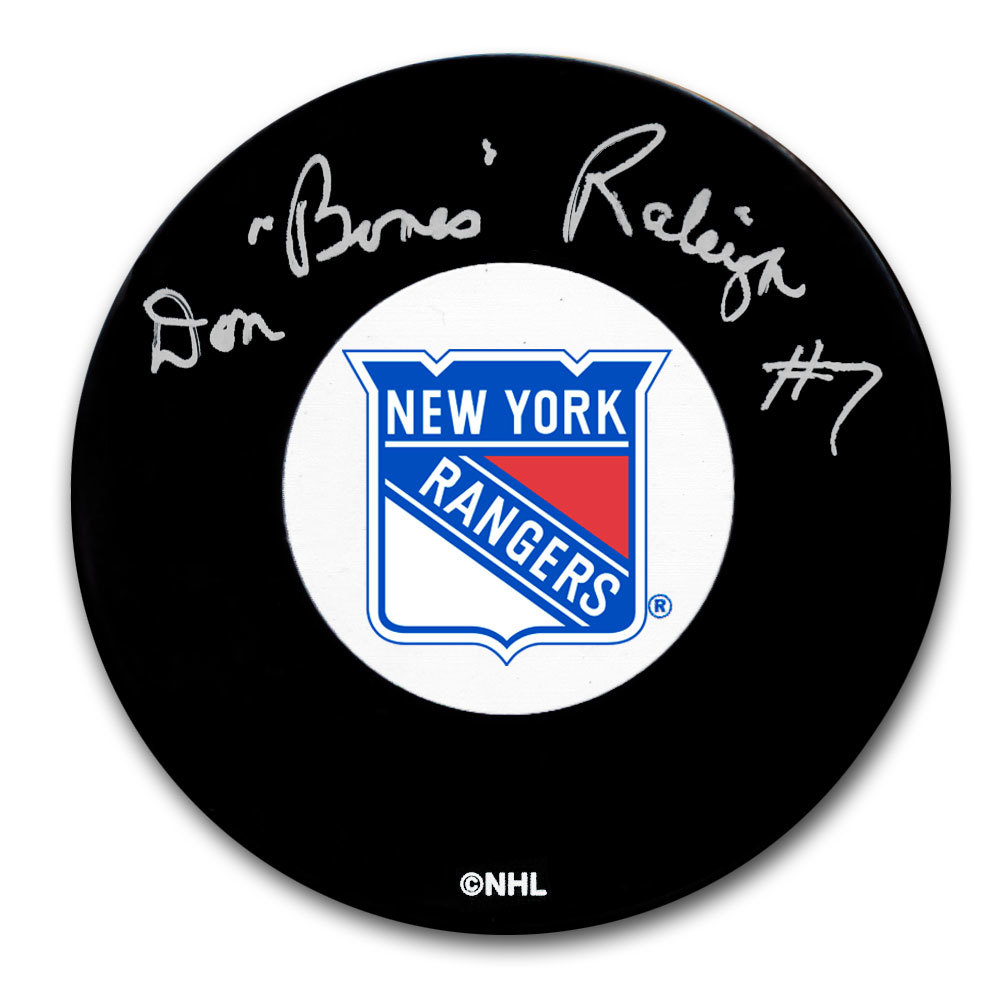 Don Raleigh New York Rangers BONES Autographed Puck - NHL Auctions