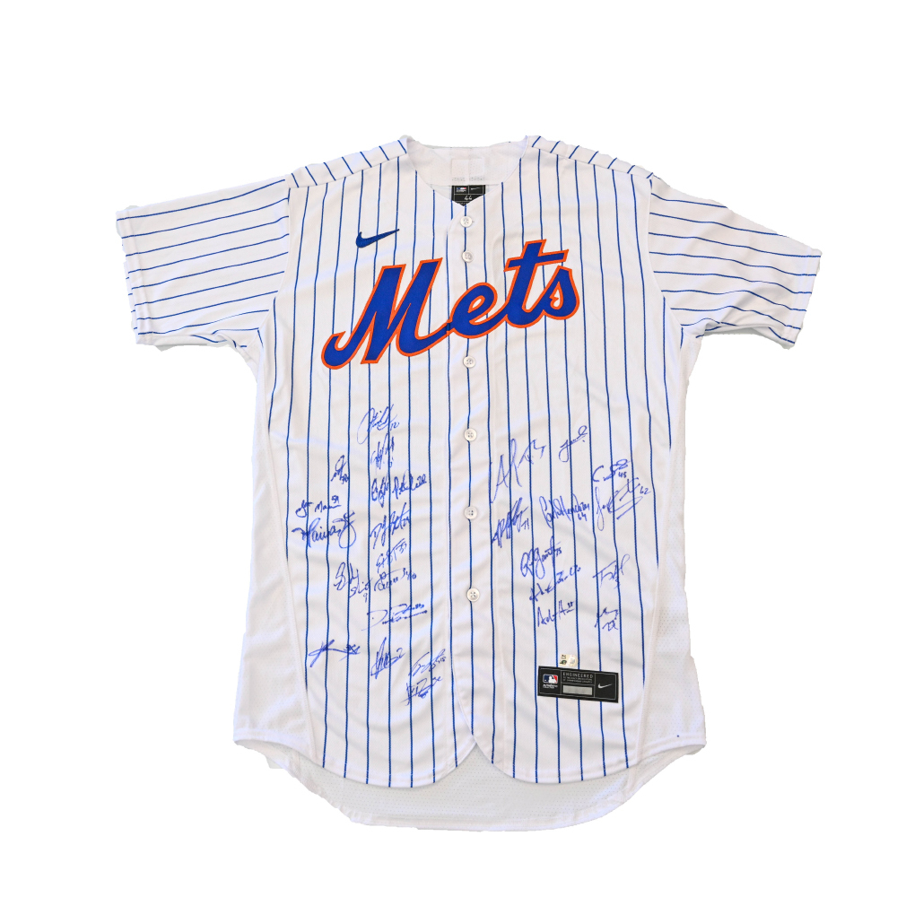 Amazin' Auction: Team Signed Home Pinstripe Jersey in Case | New York ...