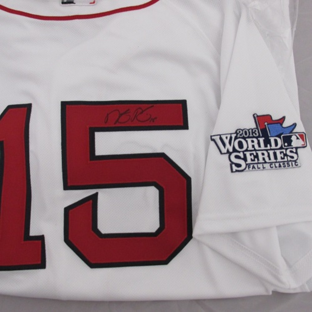 Dustin Pedroia Autographed Red Sox Jersey with 2013 World Series Patch ...