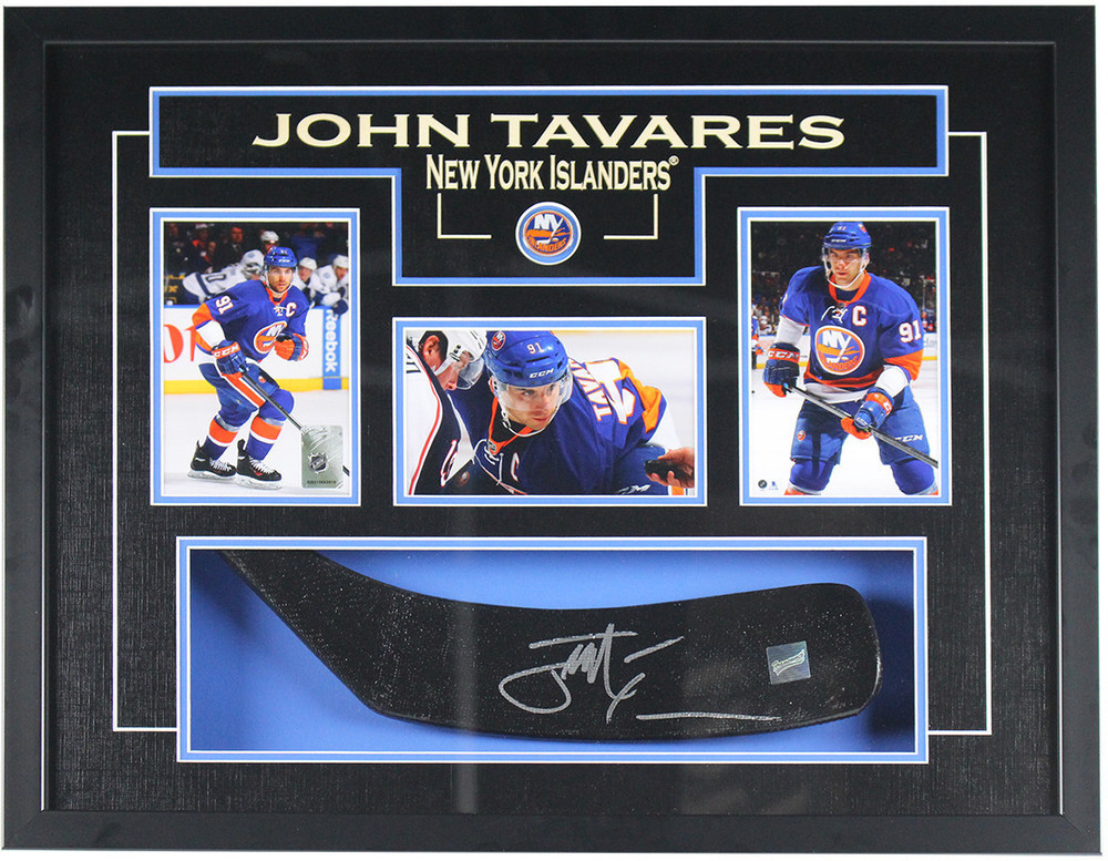 John Tavares Signed 3- 4x6 Photo w/ Black Stickblade Framed Collage ...