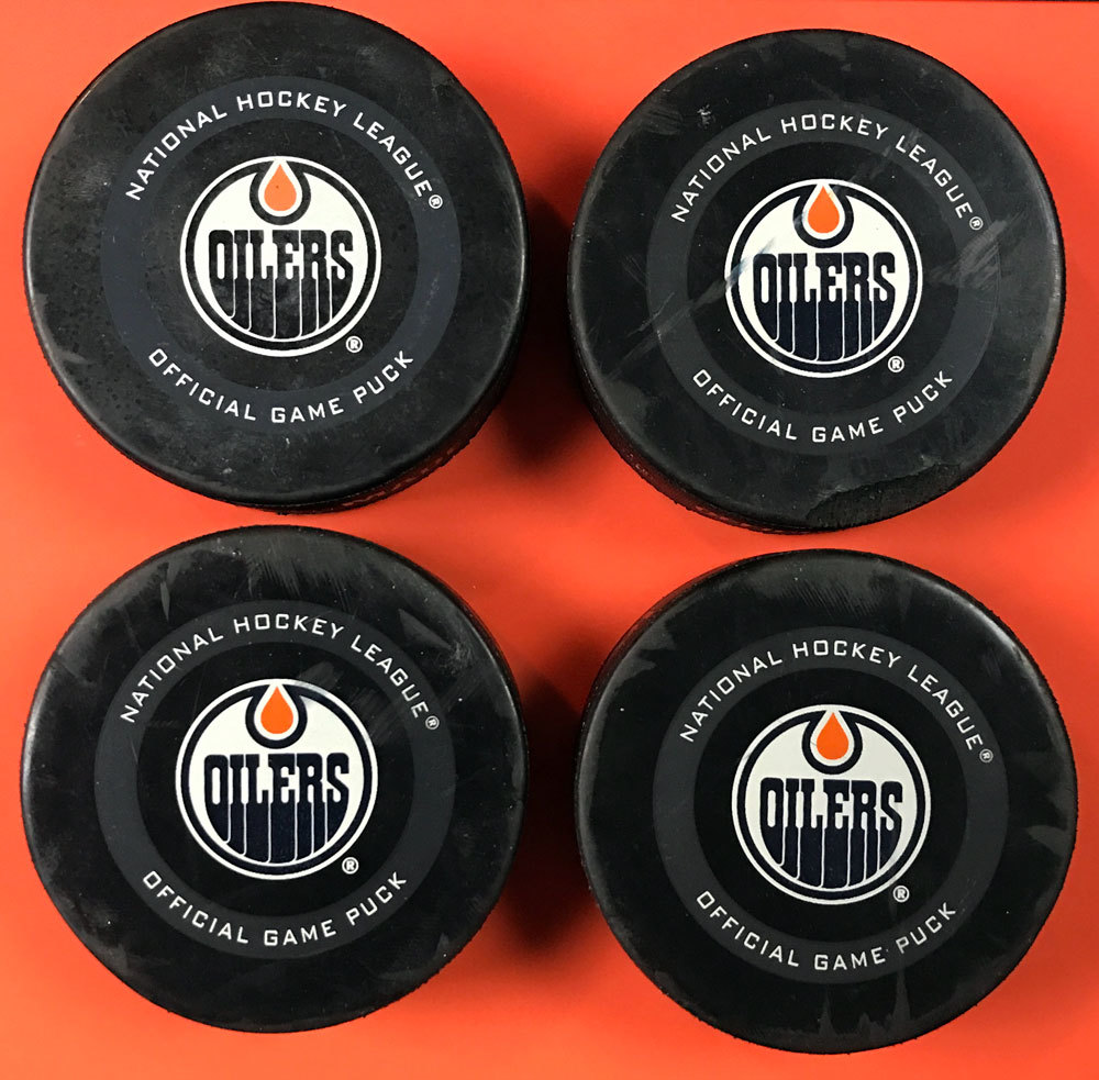 Collection Of Four Minnesota Wild Goal Pucks (Kevin Fiala, Carson Soucy ...