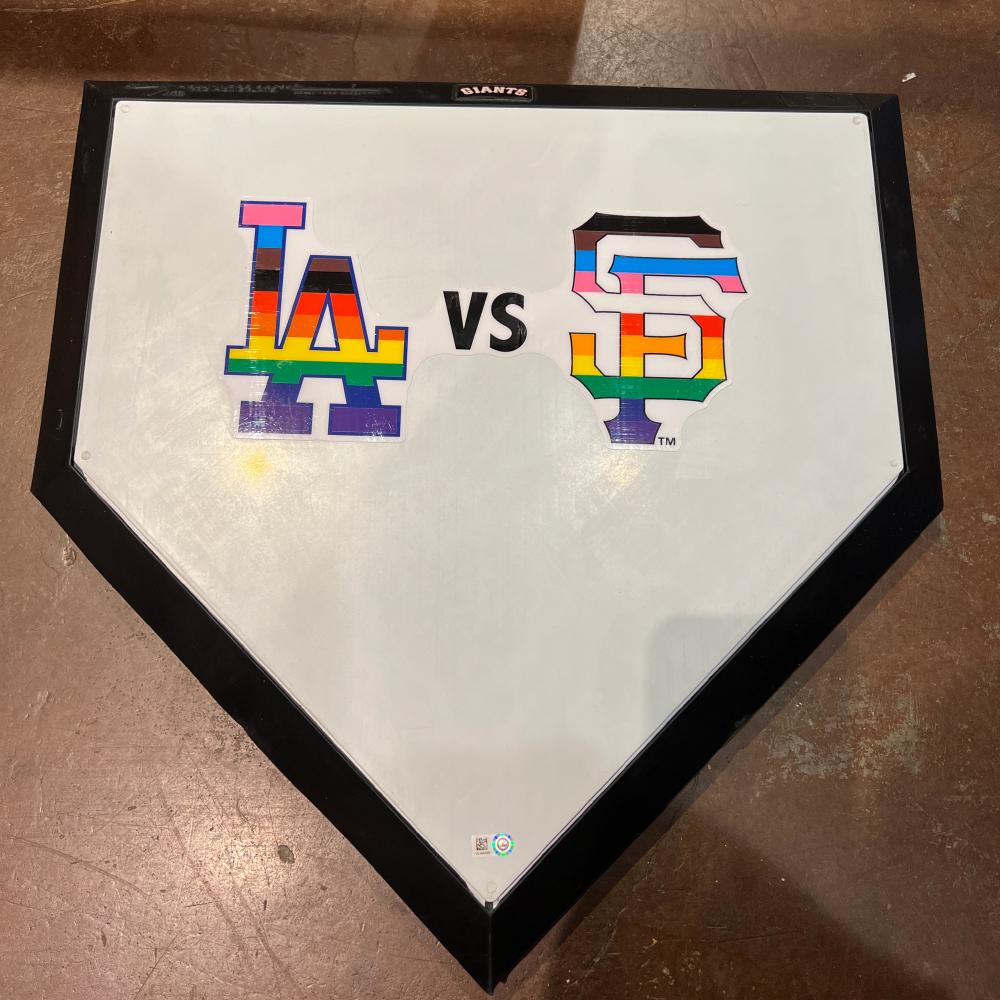 2022 Replica Home Plate with Pride Flag SF vs LAD Logo | San Francisco Giants Auctions