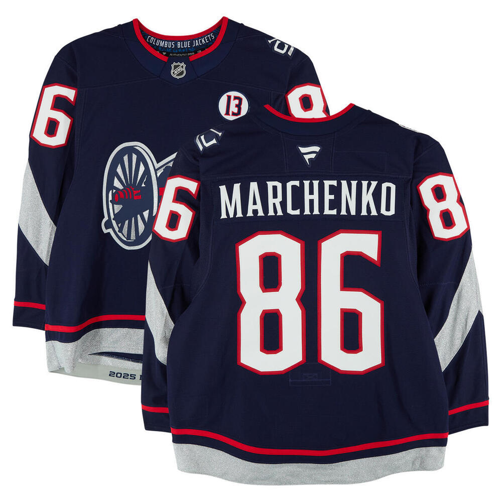 Kirill Marchenko Columbus Blue Jackets Game-Used #86 Jersey vs. Detroit ...