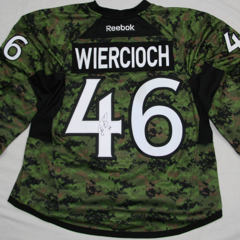 #46 - Patrick Wiercioch Autographed Authentic Canadian Forces Warm Up ...