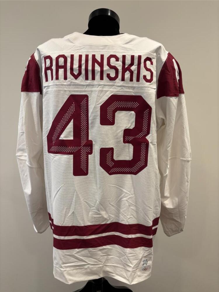 Anri Ravinskis Latvia Game-Used White Jersey worn v. Denmark on ...
