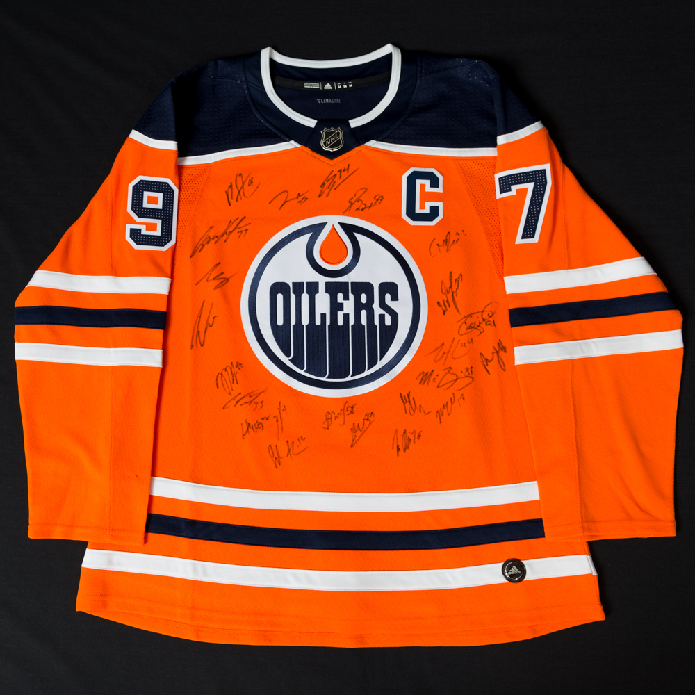 2017-18 Edmonton Oilers Team-Signed Orange Oilers Adidas Pro Authentic ...