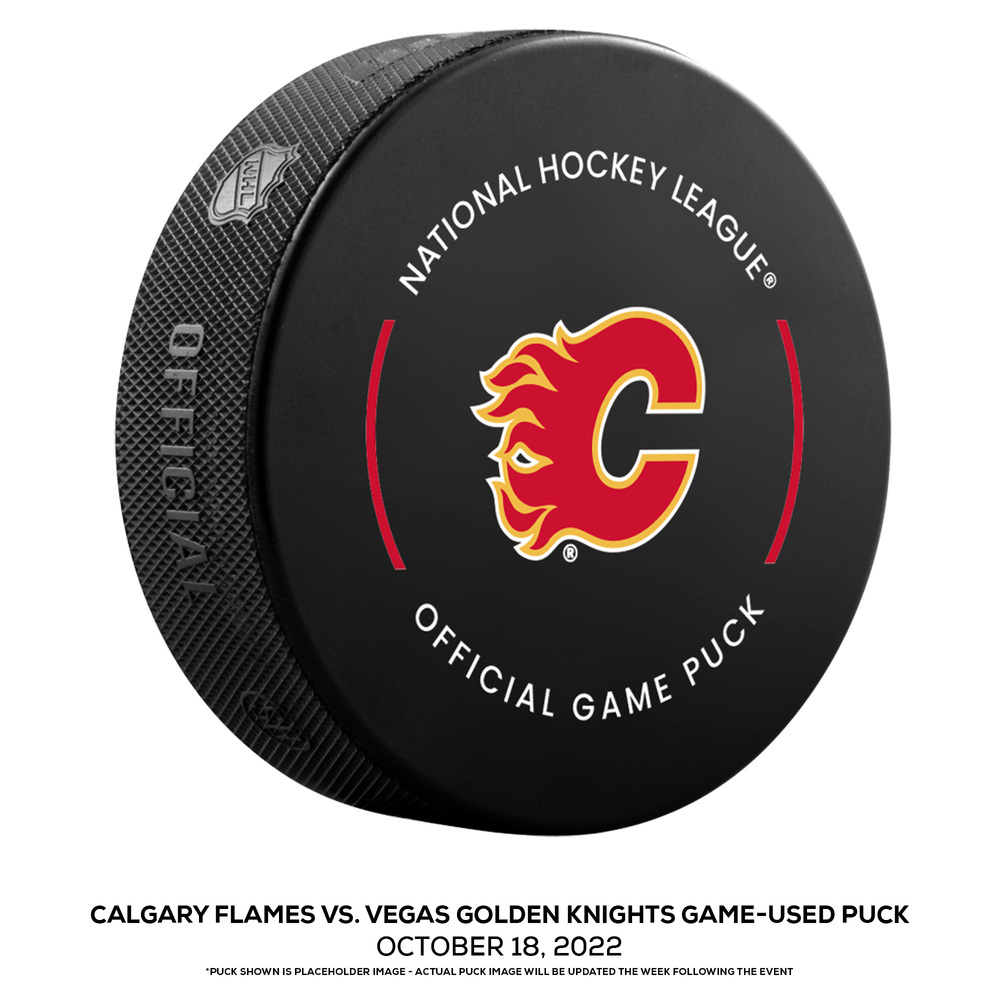 Calgary Flames Game-Used Puck vs. Vegas Golden Knights on October 18 ...