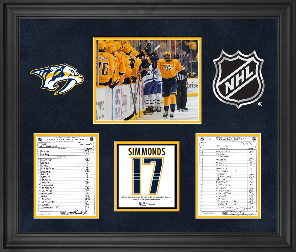Nashville Predators Framed Original Line-Up Cards from March 19, 2019 ...