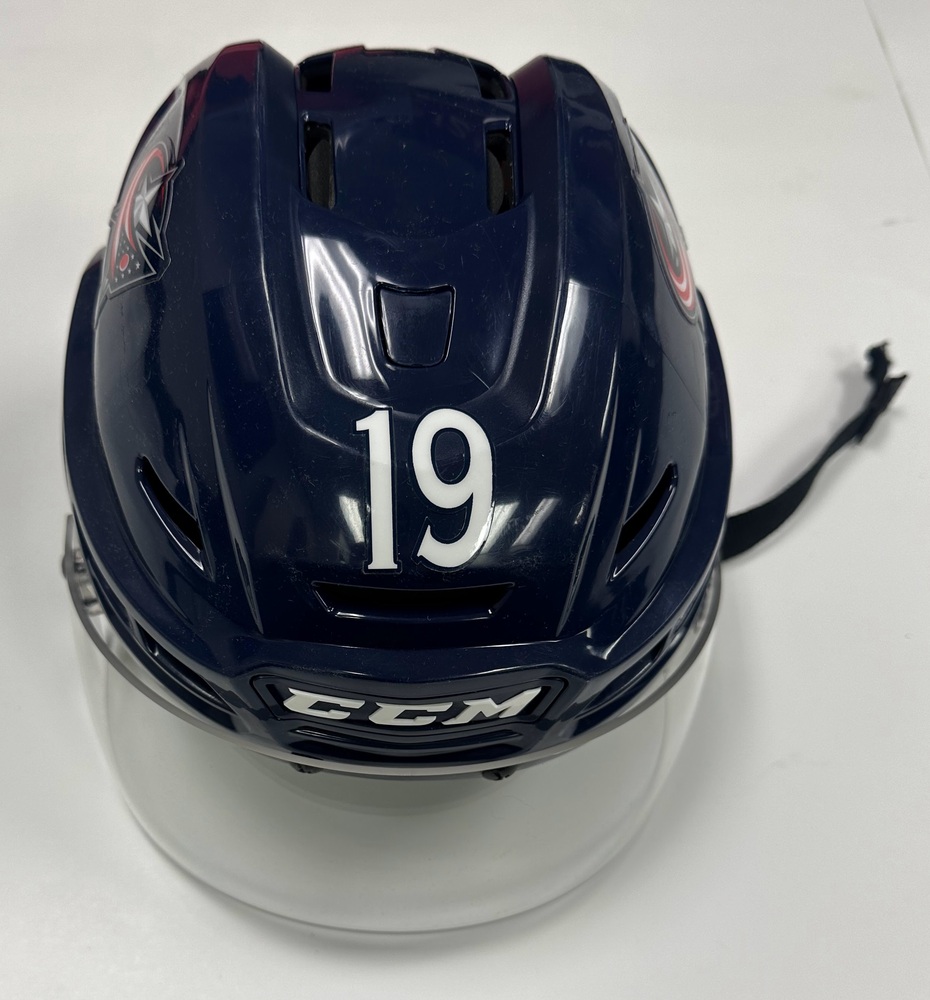 #19 Liam Foudy Game Used Helmet - Columbus Blue Jackets - NHL Auctions