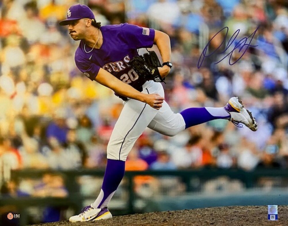 Paul Skenes Autographed LSU Pitching 16x20 | MLB Auctions