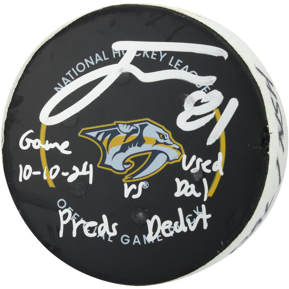 Jonathan Marchessault Nashville Predators Autographed Game-Used Puck vs ...