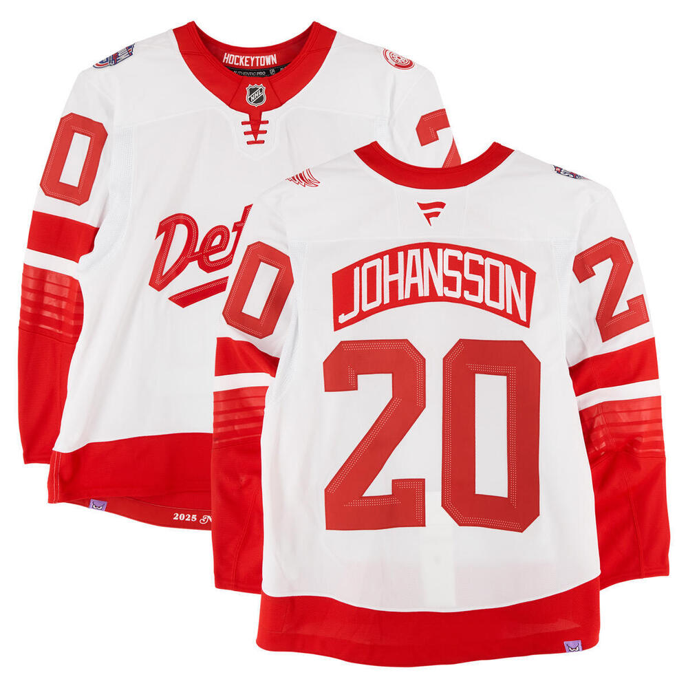 Albert Johansson Detroit Red Wings Game-Used #20 Jersey vs. Columbus ...