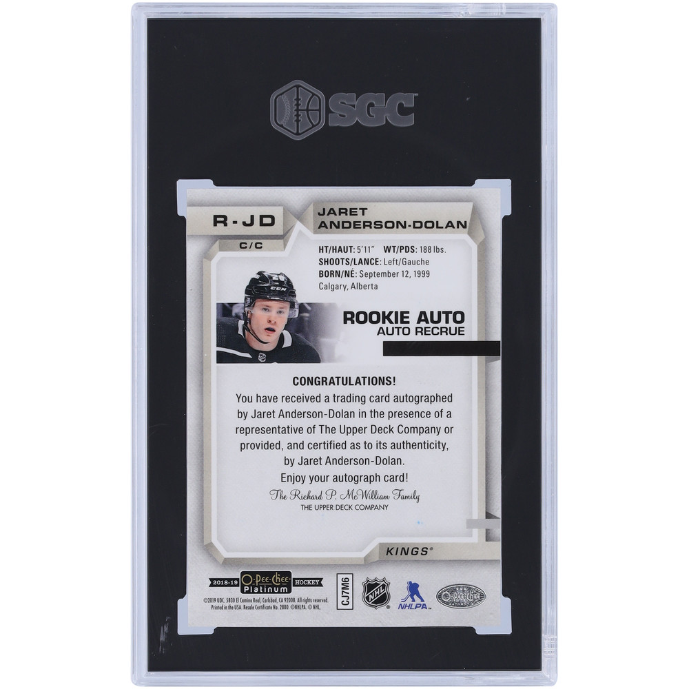 Jaret Anderson-Dolan Los Angeles Kings Autographed 2018-19 Upper Deck O ...