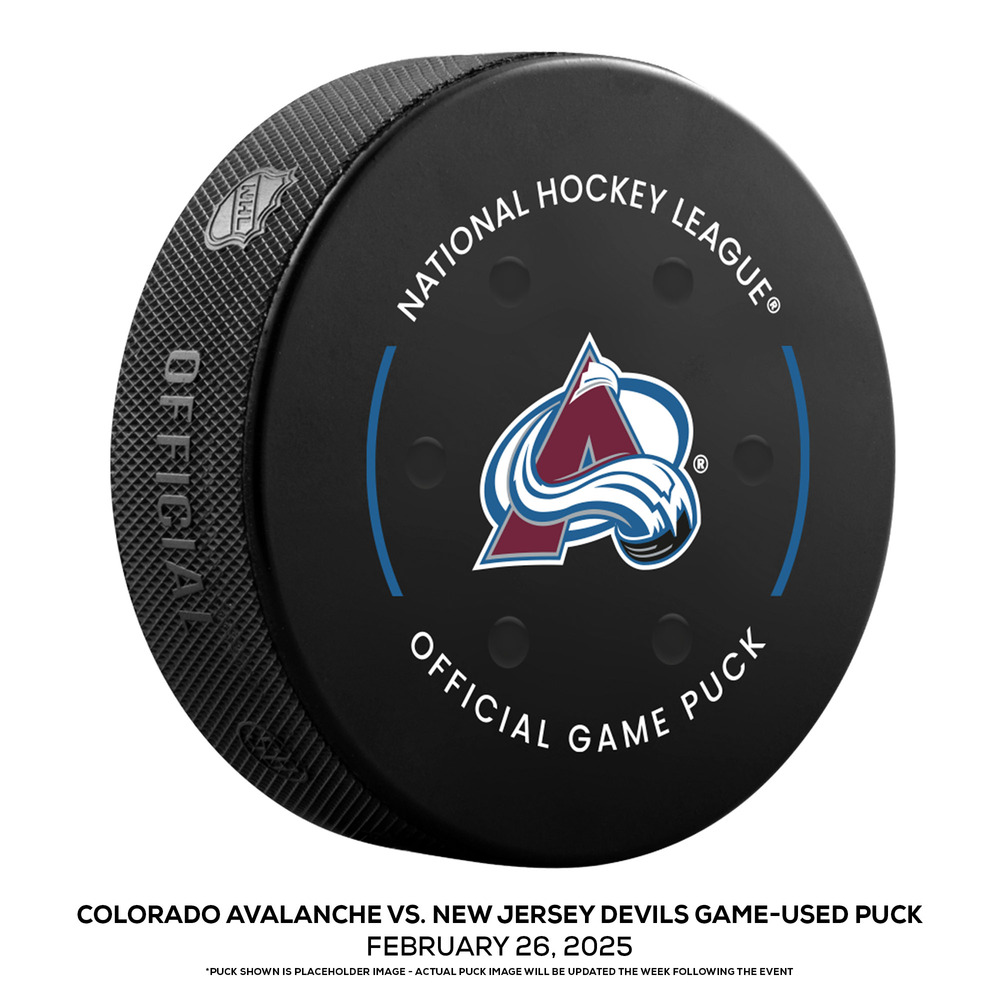 Colorado Avalanche Game-Used Puck vs. New Jersey Devils on February 26 ...