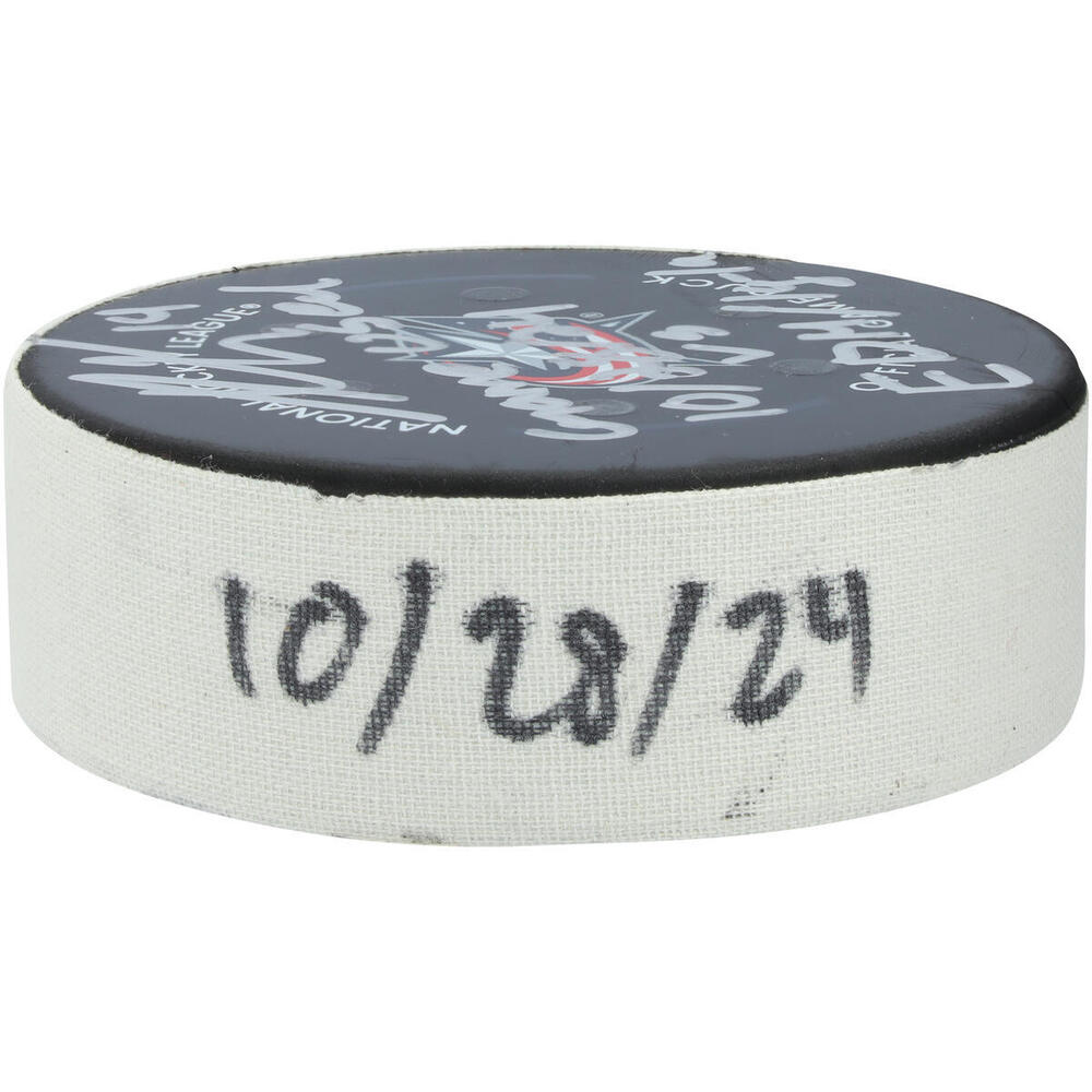 Adam Fantilli Columbus Blue Jackets Autographed Game-Used Puck vs ...