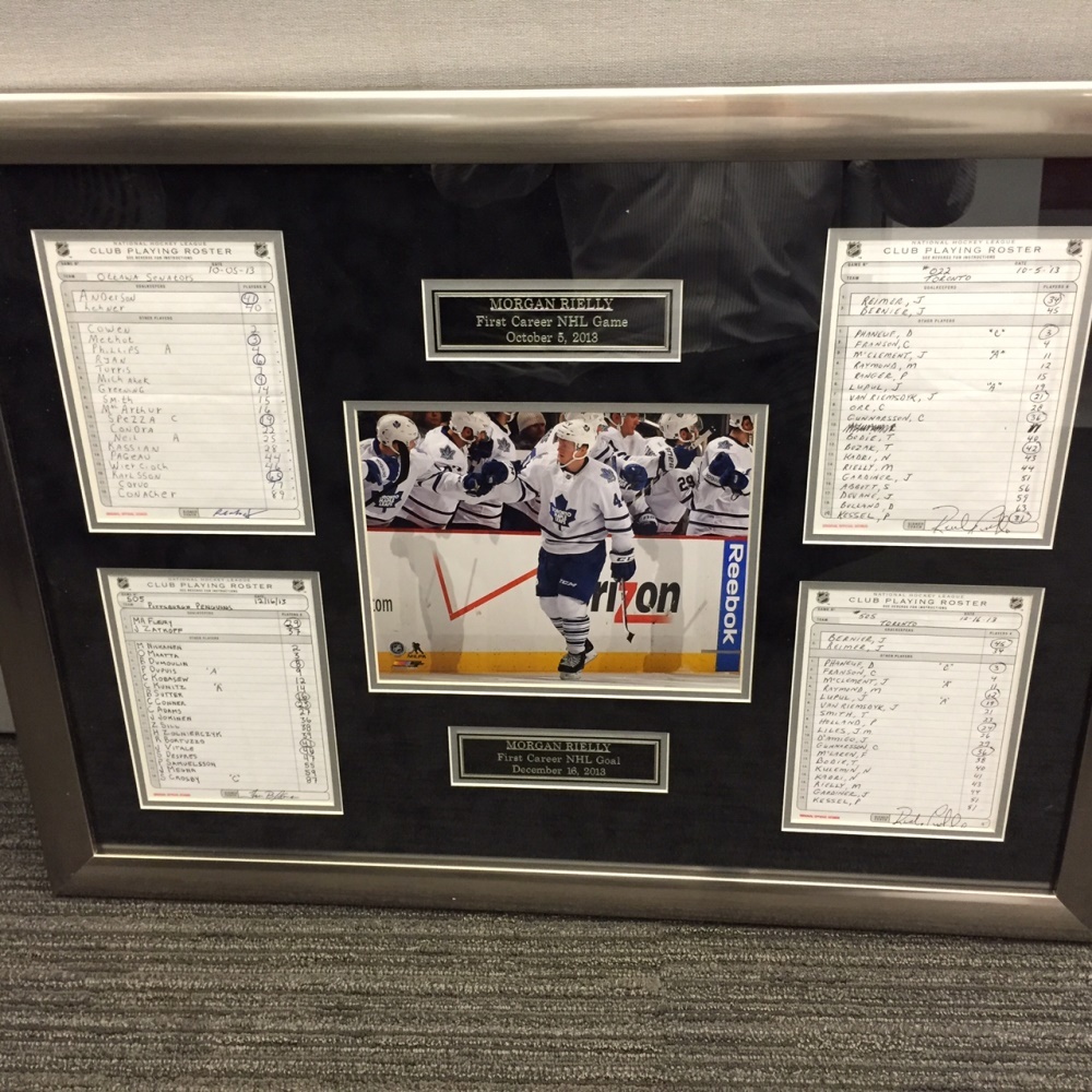 Framed Lineup Cards from Morgan Rielly's First Career NHL Game (October ...