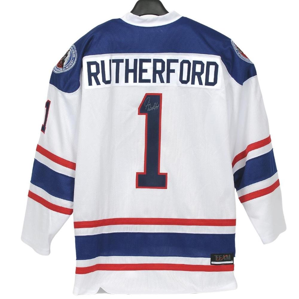 Jim Rutherford Autographed Hockey Hall of Fame 2019 Jersey #1 - White ...