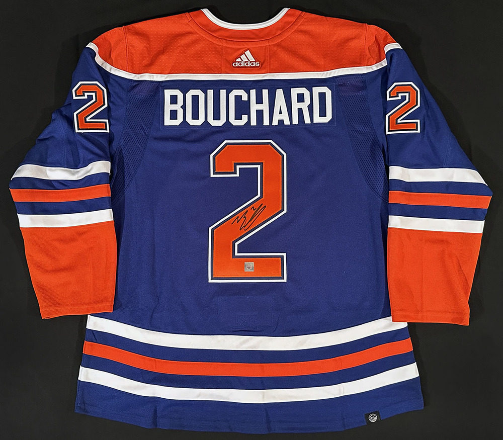 Evan Bouchard #2 - Autographed Edmonton Oilers Royal Blue Adidas Retail ...