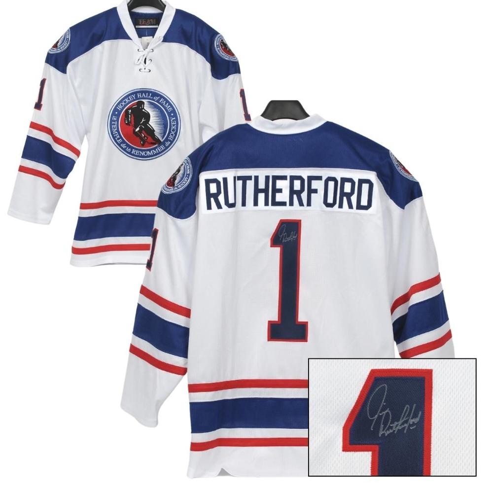 Jim Rutherford Autographed Hockey Hall of Fame 2019 Jersey #1 - White ...