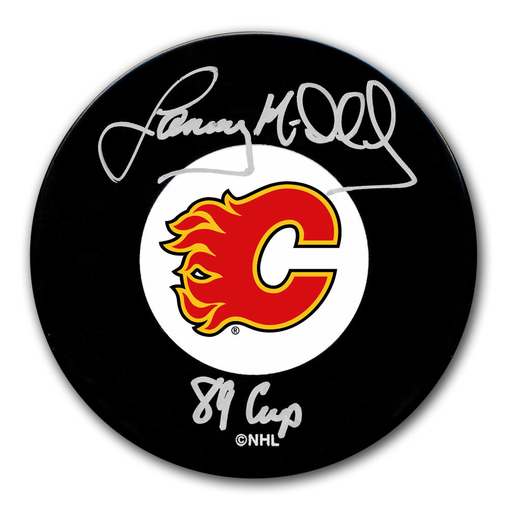 Lanny McDonald Calgary Flames 1989 Cup Autographed Puck - NHL Auctions