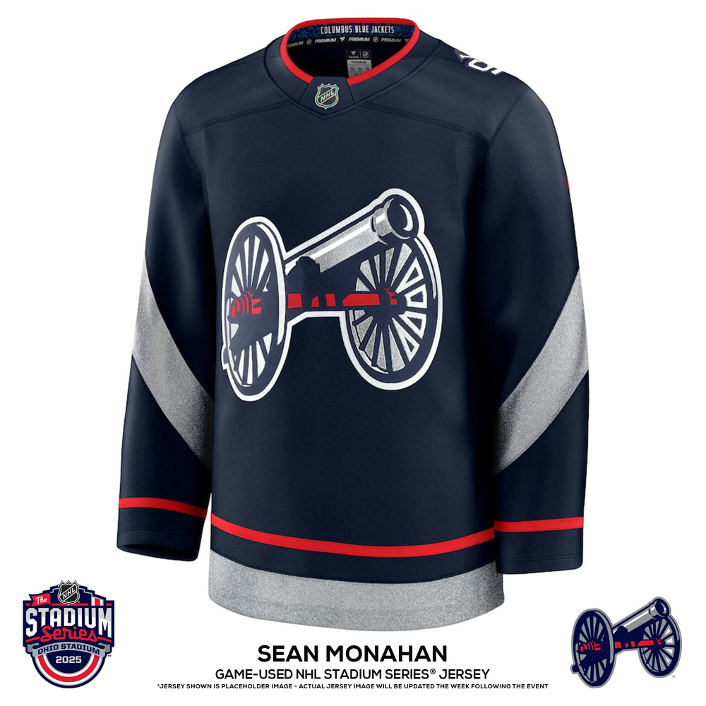 Sean Monahan Columbus Blue Jackets Game-Used #23 Jersey vs. Detroit Red ...