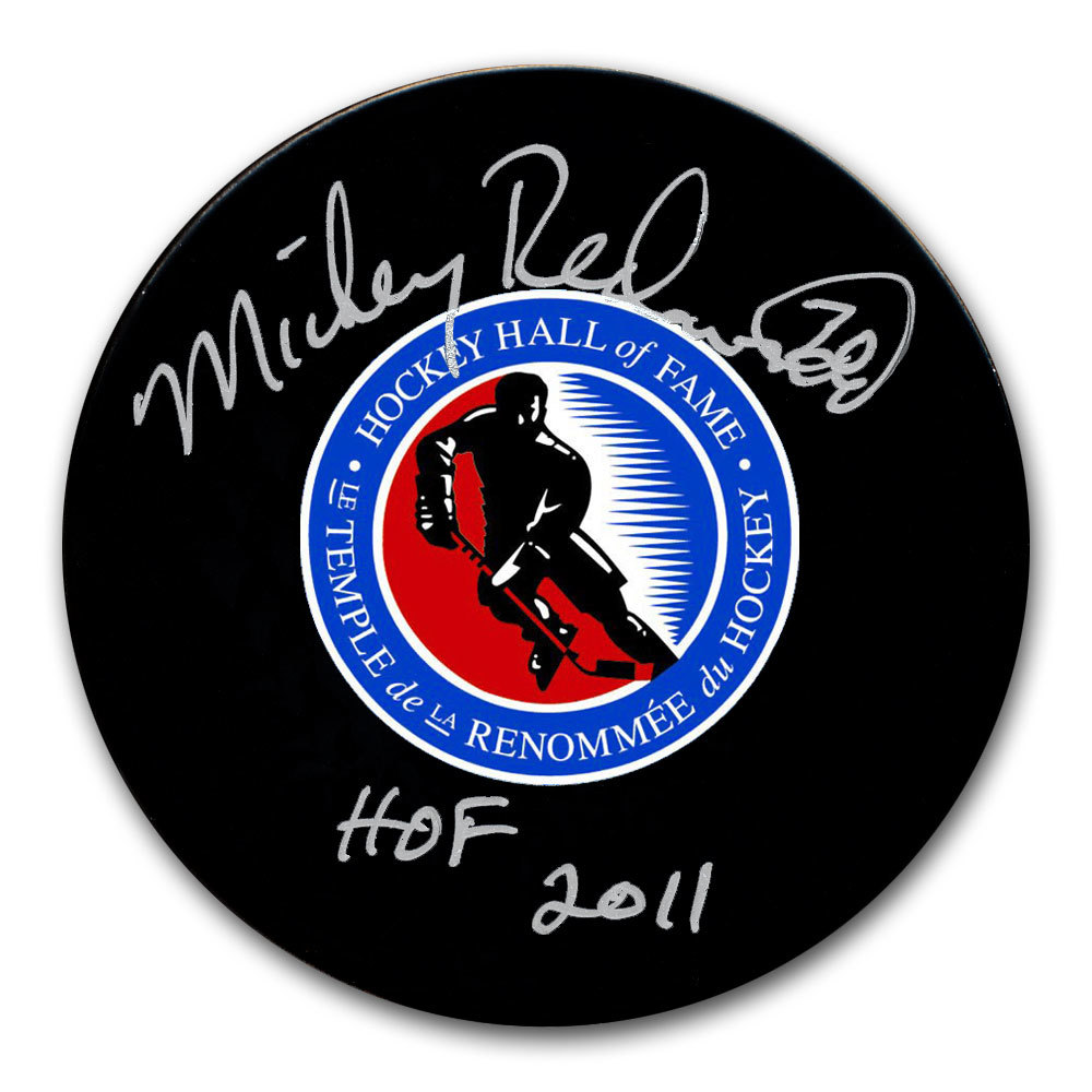 Mickey Redmond Hockey Hall of Fame HOF Autographed Puck - NHL Auctions