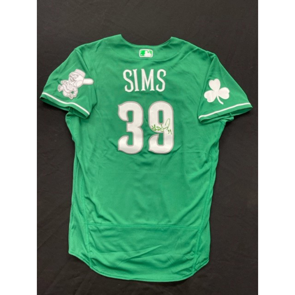 Lucas Sims -- Autographed -- 2022 St. Patrick's Day Jersey -- Size 42 ...