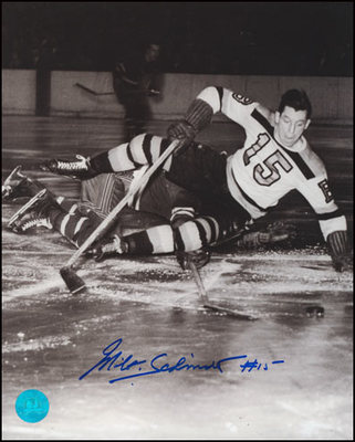 MILT SCHMIDT Boston Bruins SIGNED 8x10 Falling Photo - NHL Auctions