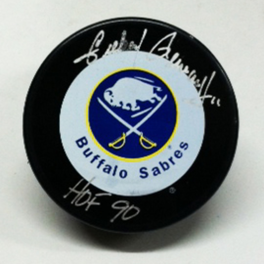 GILBERT PERREAULT Signed Buffalo Sabres Puck *Signature is Smudged ...