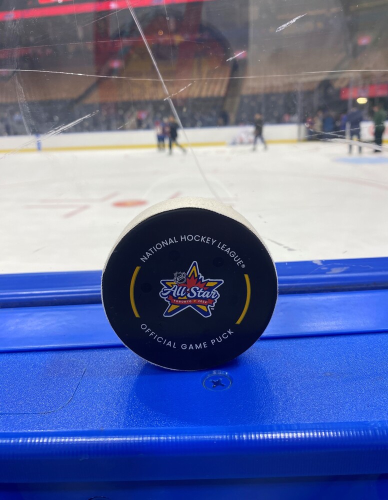 Auston Matthews Game-Used Goal Puck from February 3, 2024 vs. Team ...