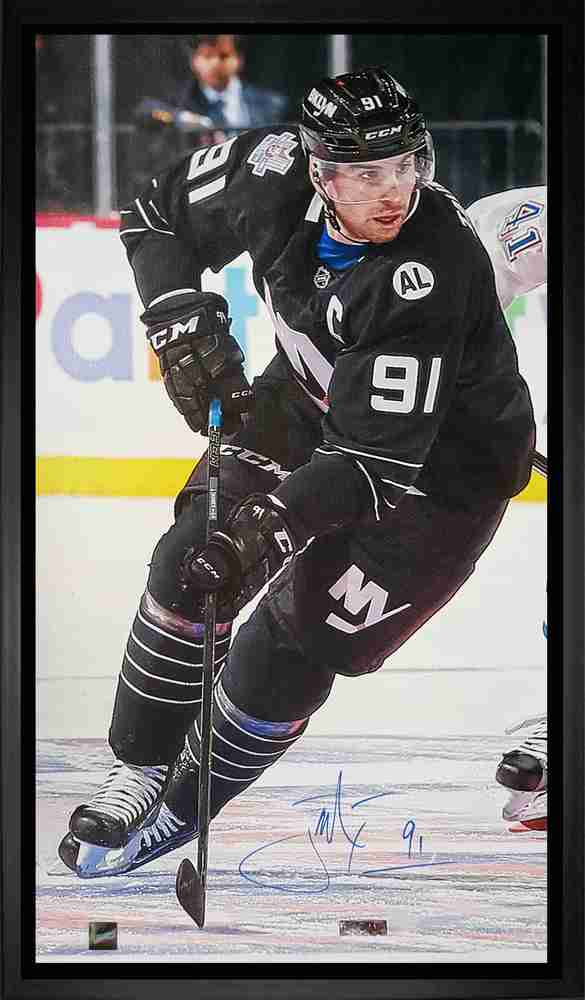 John Tavares Signed 14x28 Canvas Framed - Islanders Black Action Shot ...